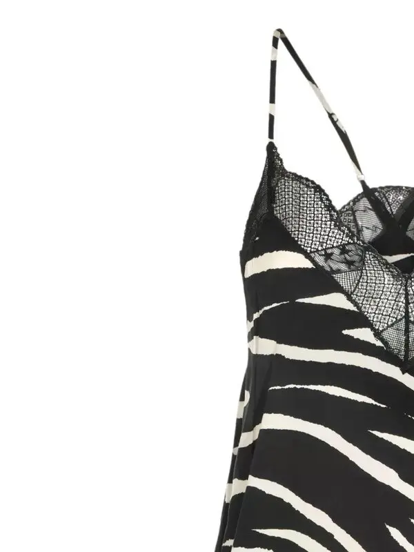 Zadig&Voltaire Zebra Print Lace Trim V-neck Dress