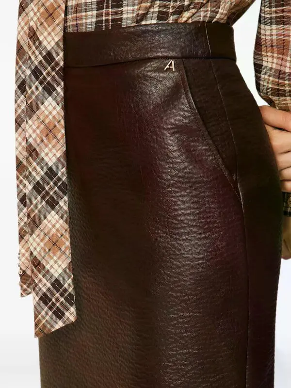 TWINSET Faux Leather Midi Skirt