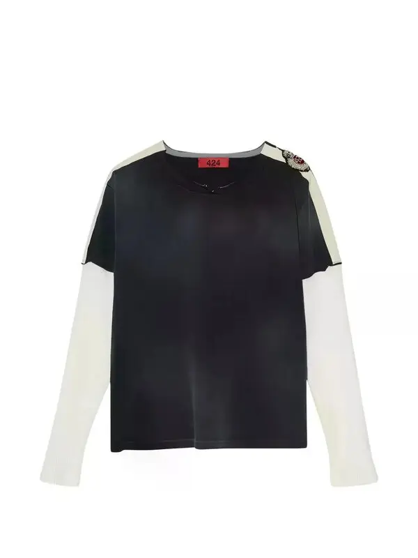424 Layered-sleeve Crest-patch T-shirt