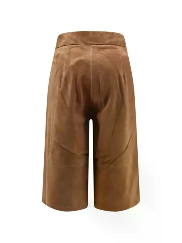 SCARLETT POPPIES Suede Embroidered Bermuda Shorts