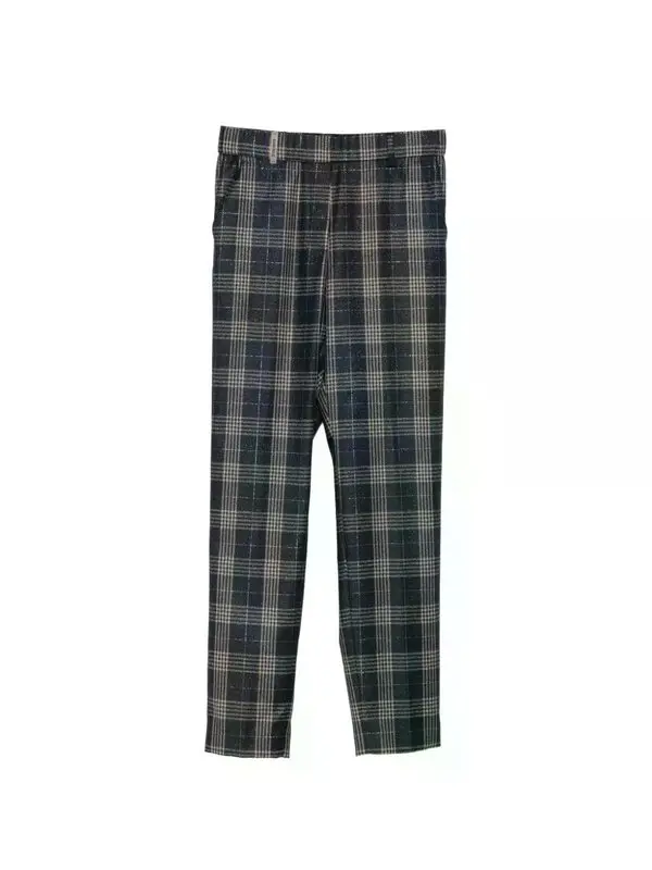 Peserico Check Pattern Glitter Detail Trousers - Blue