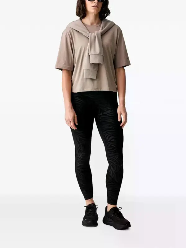 EA7 Lotus-embroidered Short-sleeve T-shirt - Neutrals