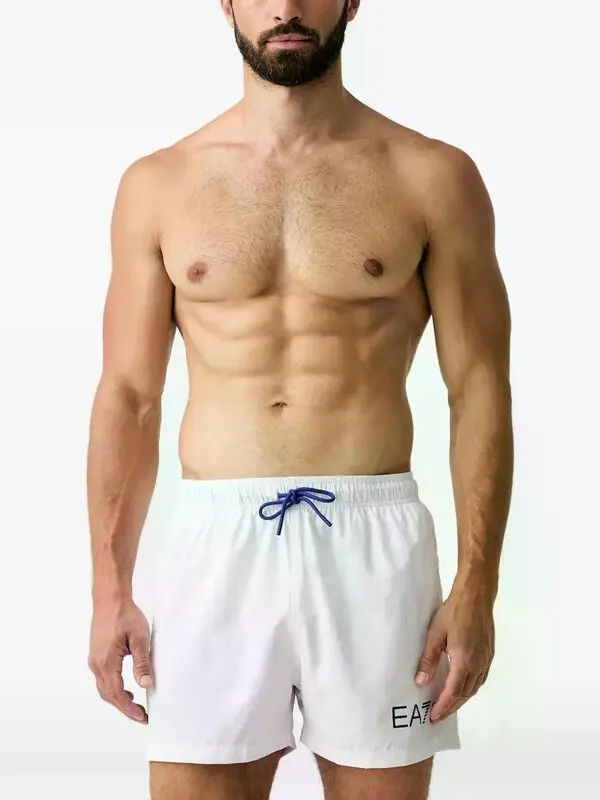EA7 Logo Print Drawstring Swim Shorts