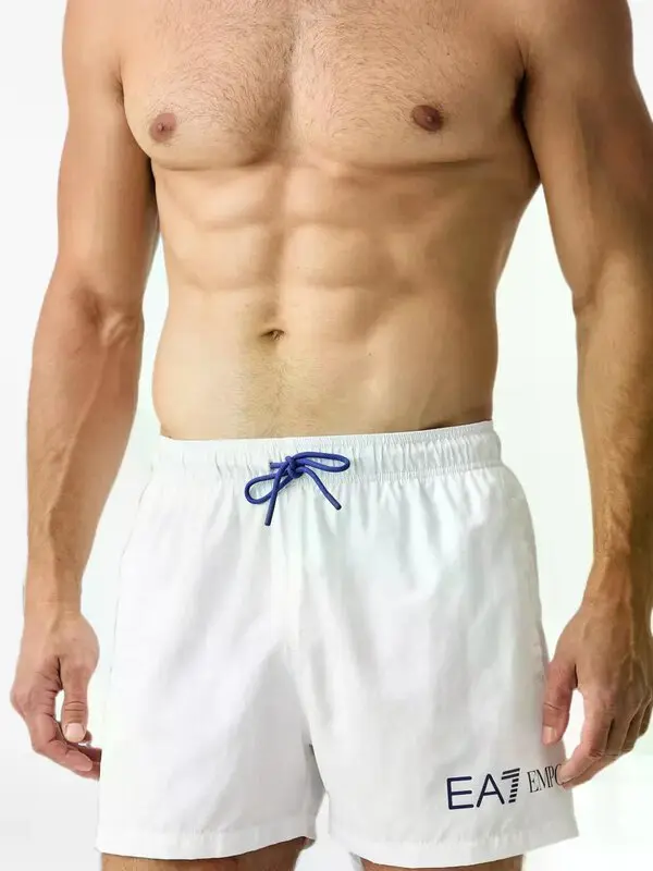 EA7 Logo Print Drawstring Swim Shorts