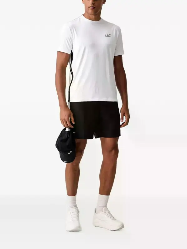EA7 Logo Print Stripe Detail Shorts - Black