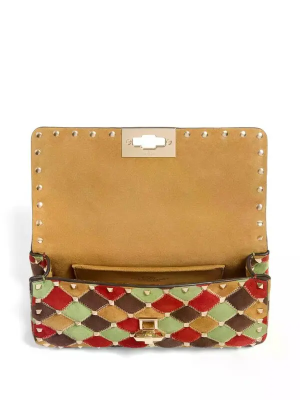 Valentino Garavani Rockstud Spike Small Patchwork Suede Bag