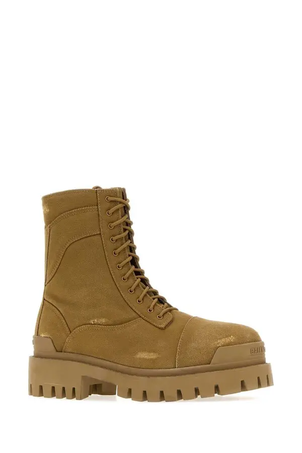 Balenciaga Camel Combat Ankle Boots - Brown