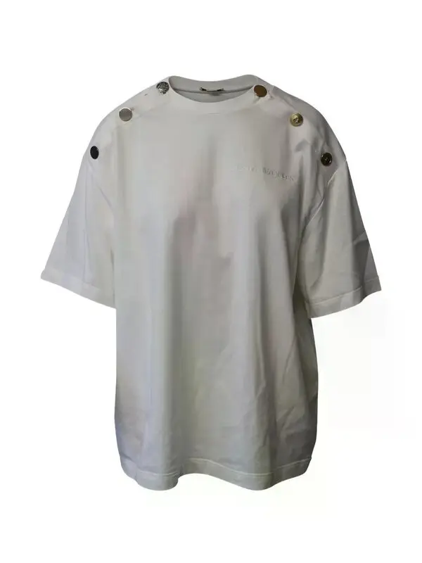Alexander McQueen Button-embellished Cotton T-shirt - White