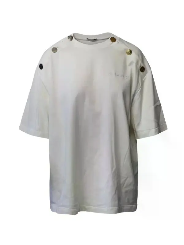 Alexander McQueen Button-embellished Cotton T-shirt - White