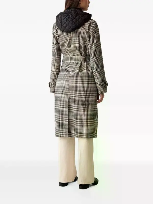 Dkny Gingham-pattern Hooded Trench Coat