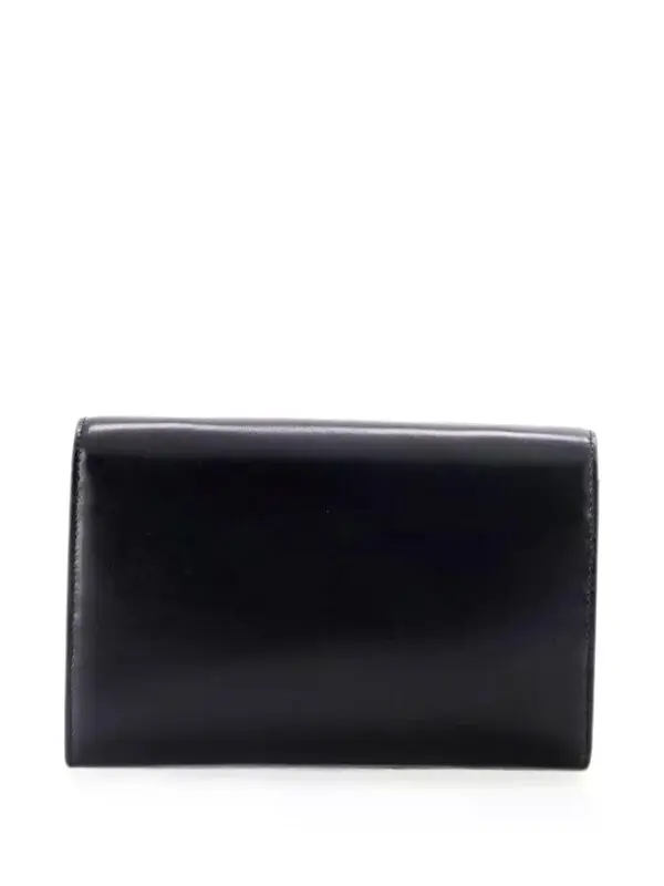 Saint Laurent Classic Monogram Flap Chain Wallet Leather Clutch Bag - Black