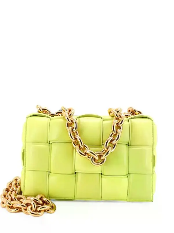 Bottega Veneta Cassette Chain Padded Maxi Intrecciato Leather Crossbody Bag - Green