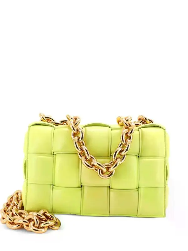 Bottega Veneta Cassette Chain Padded Maxi Intrecciato Leather Crossbody Bag - Green