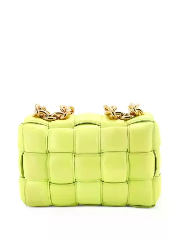 Bottega Veneta Cassette Chain Padded Maxi Intrecciato Leather Crossbody Bag - Green