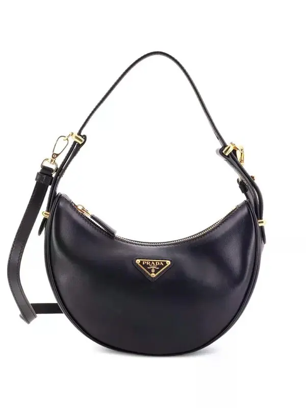 Prada Half Moon Leather Small Hobo Bag - Black