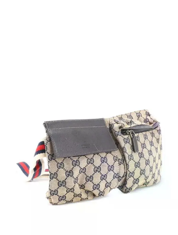 Gucci Vintage Double Gg Canvas Belt Bag - Blue