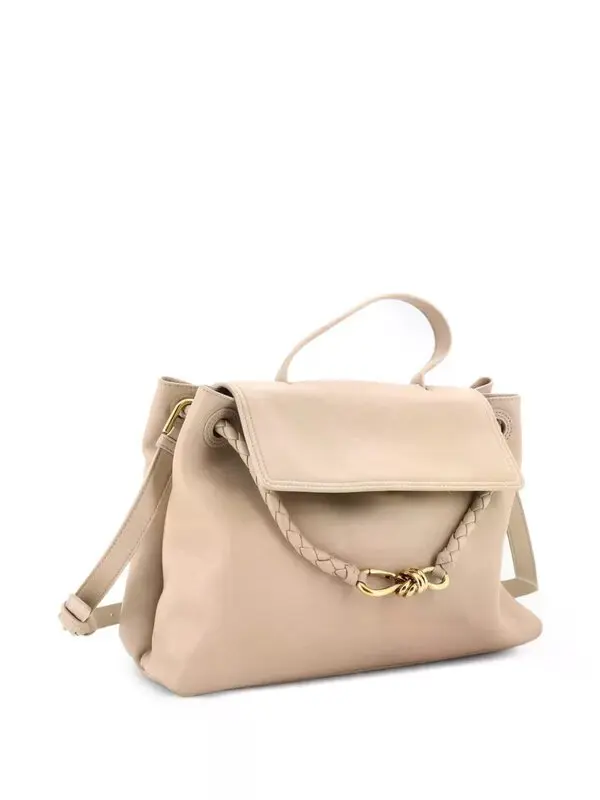 Bottega Veneta Ciao Ciao Top Handle Bag Leather With Intrecciato Detail Medium Satchel - Neutrals