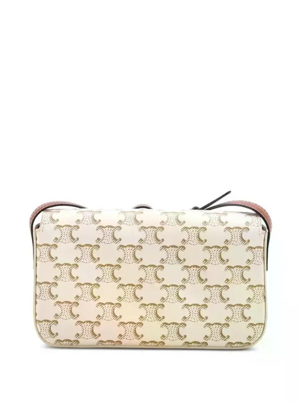 Celine Triomphe East-west Shoulder Bag In Coated Canvas - White