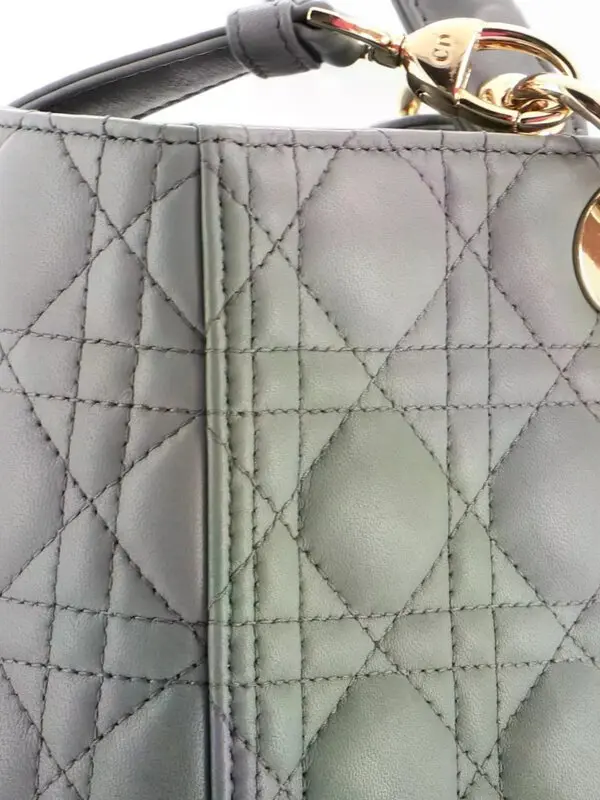 Dior Lady Lambskin Cannage Quilt Large Tote Bag - Grey