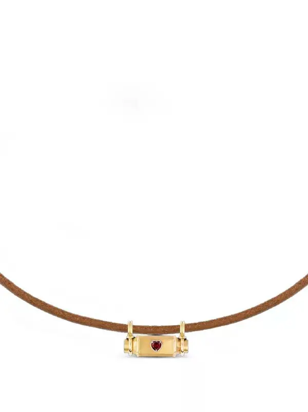 MARIE LICHTENBERG Heart Smash Garnet Locket Necklace - Gold