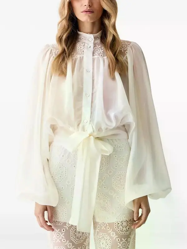 HAVEONE Broderie-anglaise Balloon-sleeve Blouse - Neutrals
