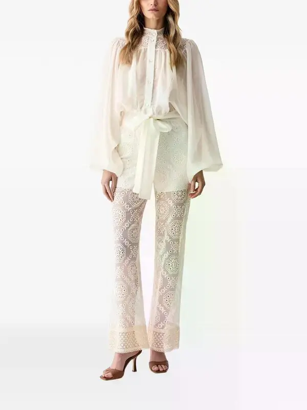HAVEONE Broderie Anglaise Balloon Sleeve Blouse