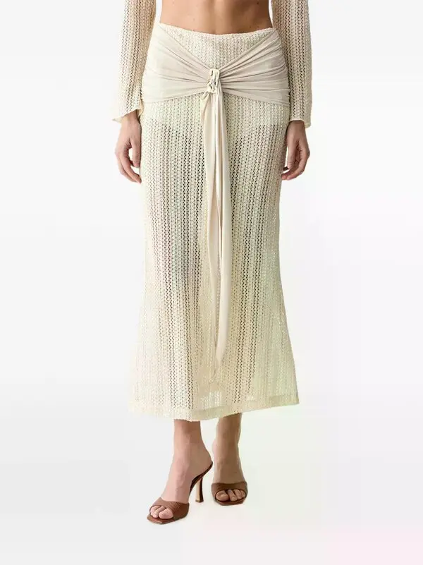 HAVEONE Open-knit Draped Maxi Skirt