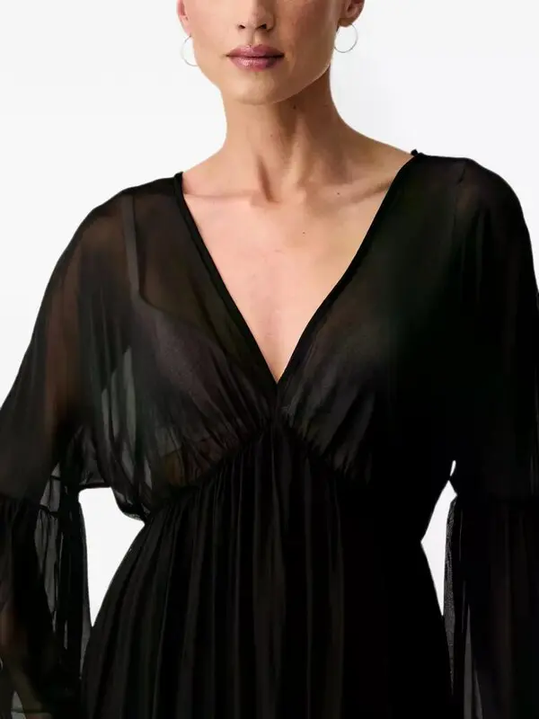 HAVEONE Sheer-panel Bell-sleeve Maxi Dress