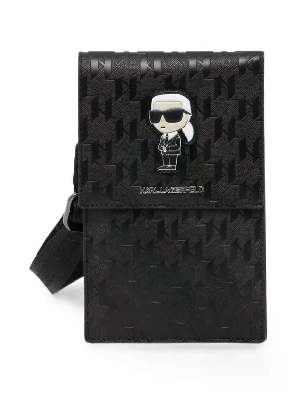 Karl Lagerfeld Monogram-embossed Ikonik Phone Bag