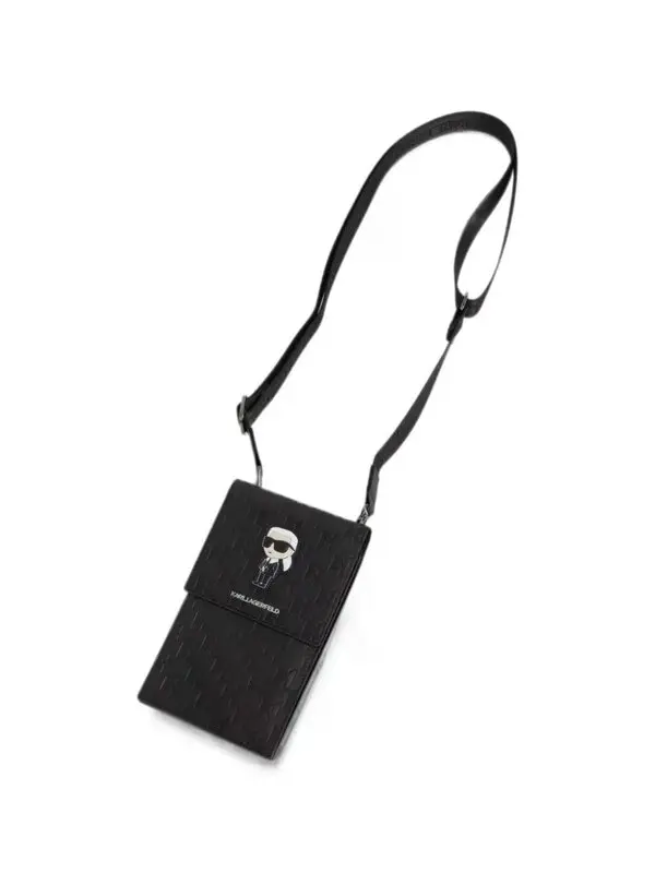 Karl Lagerfeld Monogram-embossed Ikonik Phone Bag