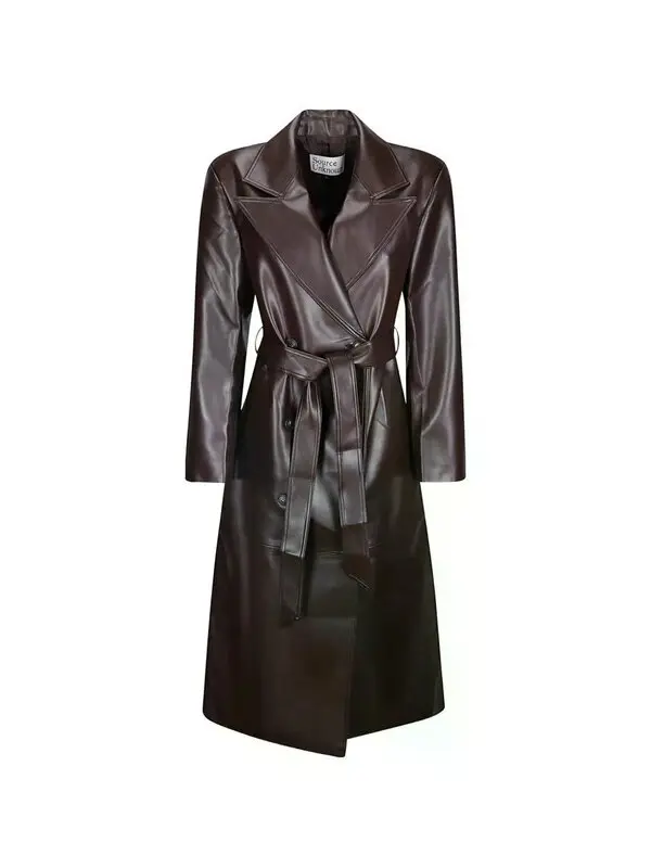 Source Unknown Briella Double-breasted Faux-leather Coat
