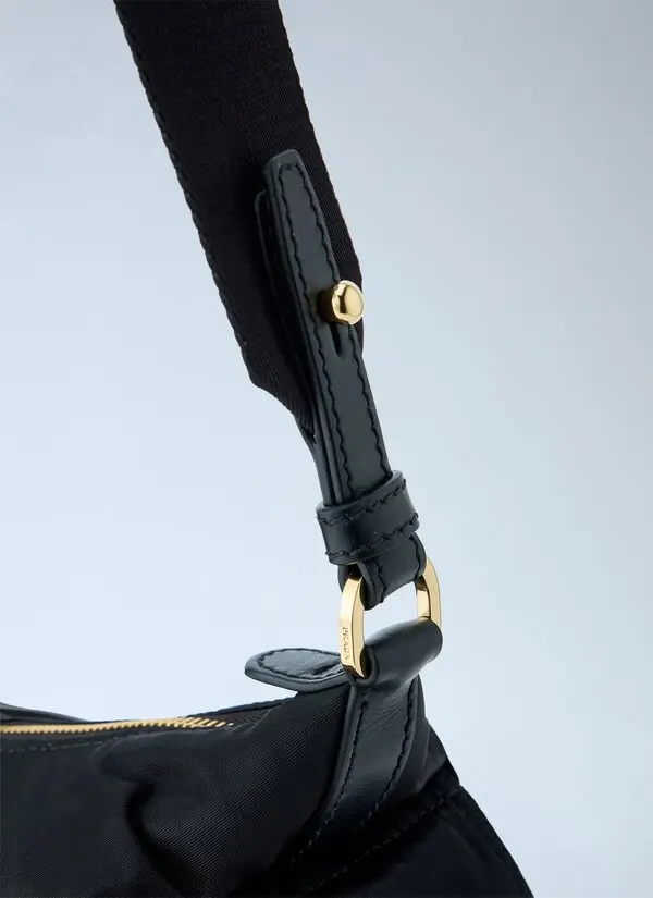 Prada Large Re-nylon And Leather Shoulder Bag - Black