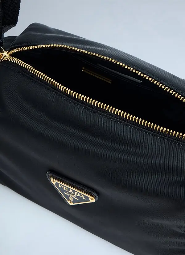 Prada Small Re-nylon And Leather Shoulder Bag - Black