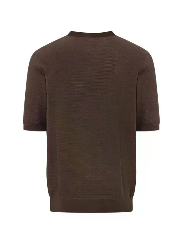 HOSIO Perforated-knit Short-sleeve Sweater