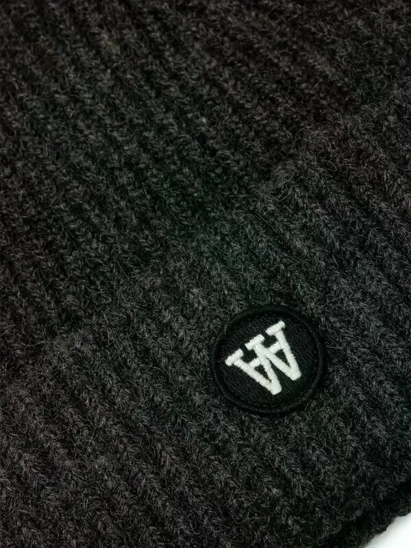 Wood Wood Ribbed-knit Logo-patch Beanie Hat