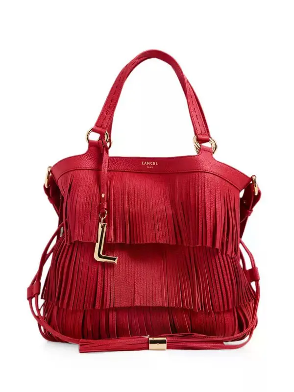 LANCEL Premier Flirt Fringed Leather Bucket Bag - Red