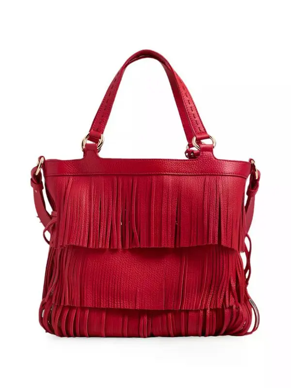 LANCEL Premier Flirt Fringed Leather Bucket Bag - Red