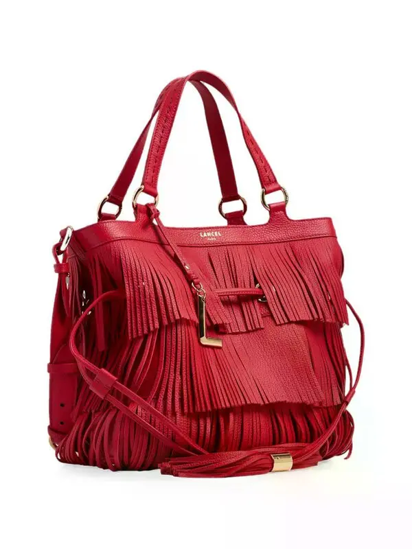 LANCEL Premier Flirt Fringed Leather Bucket Bag - Red