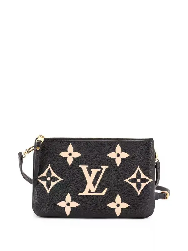 LOUIS VUITTON Double Zip Pochette Bicolor Monogram Empreinte Giant Crossbody Bag - Black