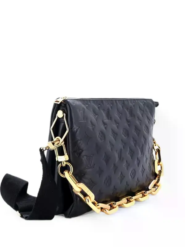 LOUIS VUITTON Coussin Bag Monogram Embossed Lambskin Mm Crossbody Bag - Black