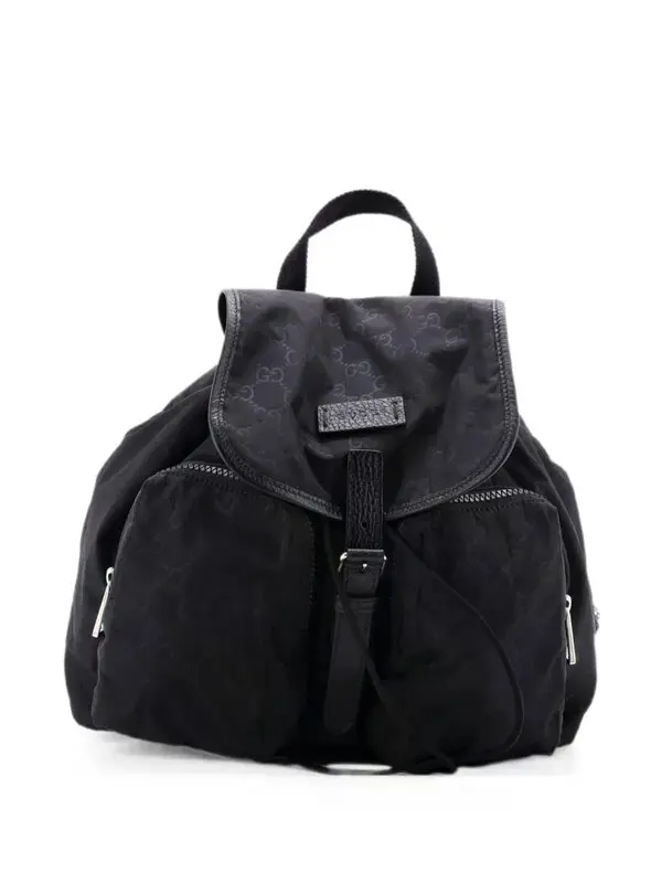 Gucci Double Pocket Gg Nylon Backpack
