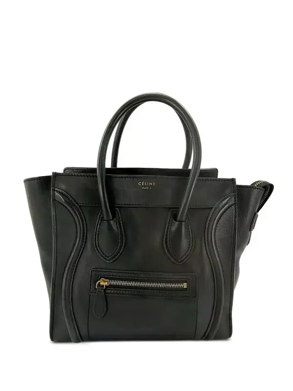 Celine Luggage Micro Shopper Tote Bag - Black