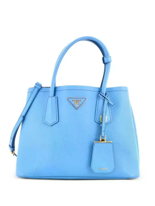 Prada Cuir Double Saffiano Leather Small Tote Bag - Blue