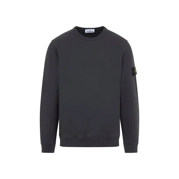 Stone Island Cotton Crewneck Sweatshirt With Detachable Compass Badge - Gray