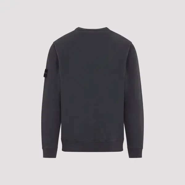 Stone Island Cotton Crewneck Sweatshirt With Detachable Compass Badge - Gray