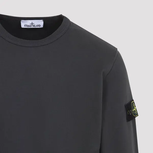 Stone Island Cotton Crewneck Sweatshirt With Detachable Compass Badge - Gray
