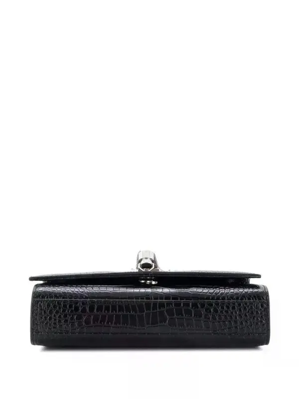 Saint Laurent Classic Monogram Tassel Crocodile Embossed Leather Medium Crossbody Bag