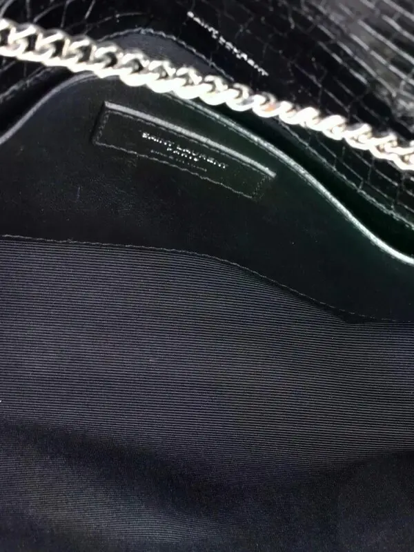 Saint Laurent Classic Monogram Tassel Crocodile Embossed Leather Medium Crossbody Bag