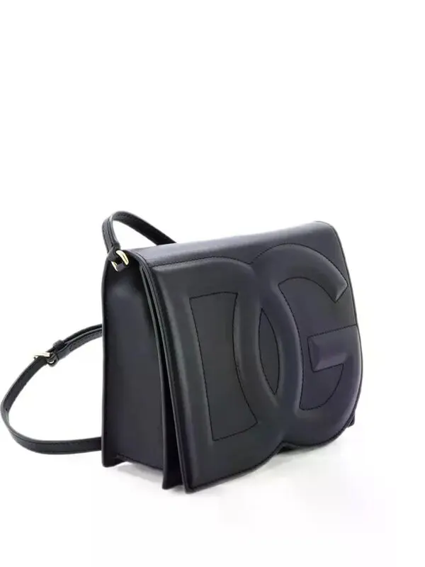 Dolce & Gabbana Dg Logo Flap Shoulder Bag Leather Small Crossbody Bag - Black