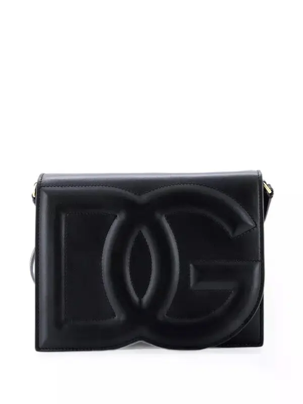 Dolce & Gabbana Dg Logo Flap Leather Shoulder Bag - Black